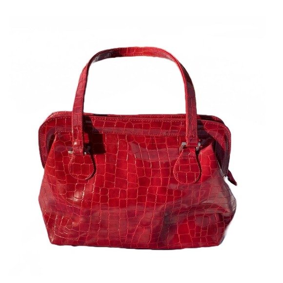 Unbranded | Bags | Vintage Glossy Red Burgundy Crocodile Handbag | Poshmark